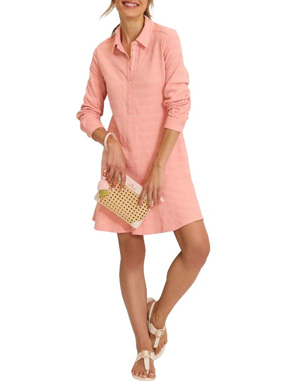 TOMMY BAHAMA Tommy Bahama Dot Jacquard Ruffle Hem Long Sleeve Dress